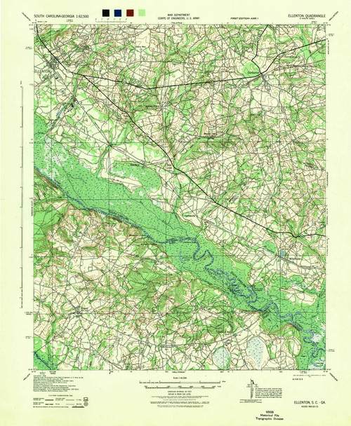 Ellenton, South Carolina 1944 () USGS Old Topo Map Reprint 15x15 GA ...