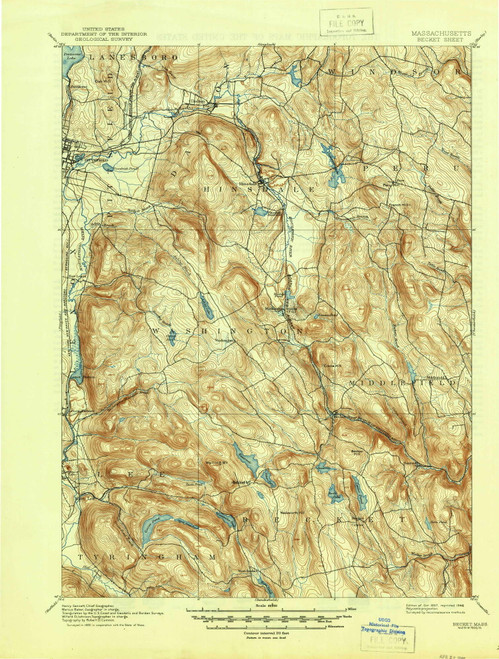Becket, Massachusetts 1897 (1946) USGS Old Topo Map Reprint 15x15 MA ...