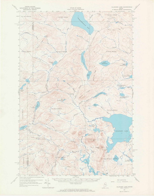 Allagash Lake, Maine 1961 (1968) USGS Old Topo Map Reprint 15x15 ME ...