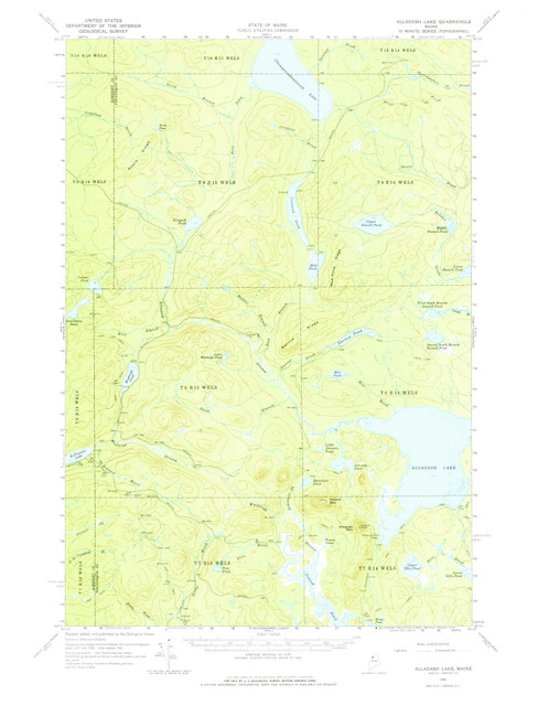 Allagash Lake, Maine 1961 (1979) USGS Old Topo Map Reprint 15x15 ME ...