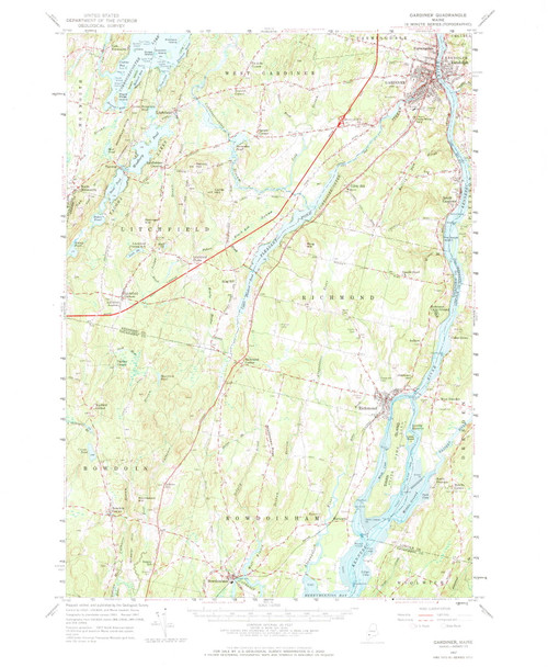 Gardiner, Maine 1957 (1971) USGS Old Topo Map Reprint 15x15 ME Quad ...