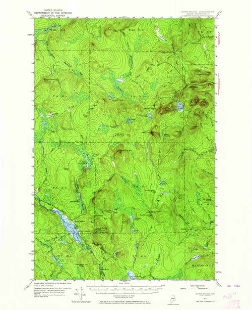 Howe Brook, Maine 1954 (1964) USGS Old Topo Map Reprint 15x15 ME Quad ...