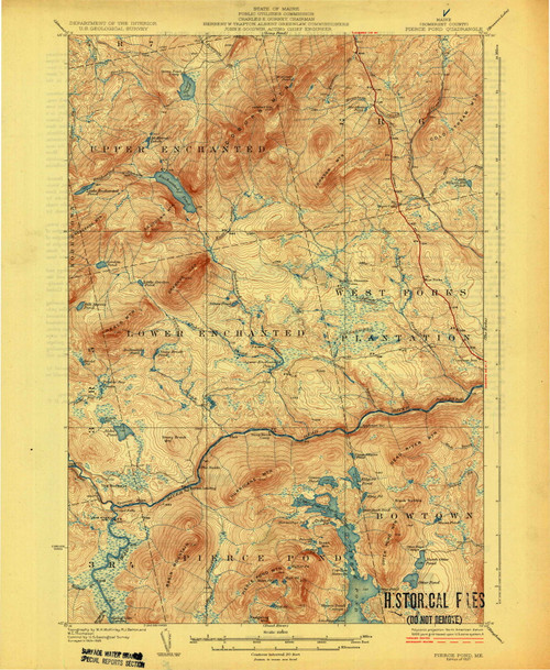 Pierce Pond, Maine 1927 (1927) USGS Old Topo Map Reprint 15x15 ME Quad ...