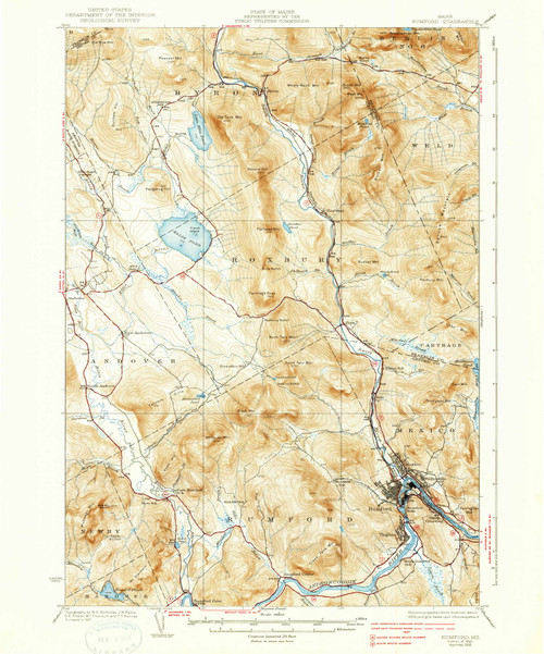 Rumford, Maine 1930 (1938) USGS Old Topo Map Reprint 15x15 ME Quad ...