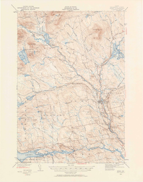 Sebec, Maine 1940 (1958) USGS Old Topo Map Reprint 15x15 ME Quad 306769 ...