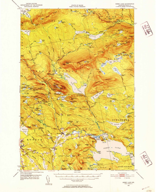 Sebec Lake, Maine 1950 (1954) USGS Old Topo Map Reprint 15x15 ME Quad ...
