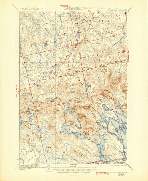 Springfield, Maine 1934 (1945) USGS Old Topo Map Reprint 15x15 ME Quad ...