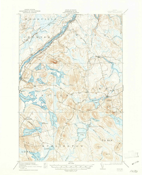 Winn, Maine 1920 (1947) USGS Old Topo Map Reprint 15x15 ME Quad 461026 ...