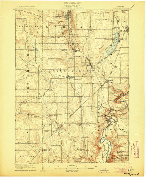 Portage, NY 1905 (1905) USGS Old Topo Map 15x15 NY Quad - OLD MAPS