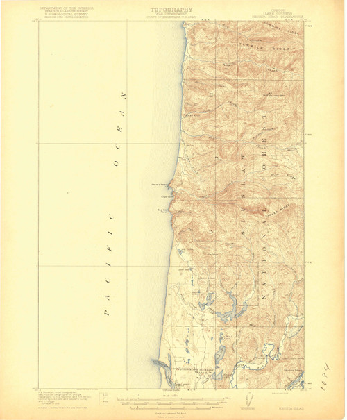 Heceta Head, Oregon 1920 (1920b) USGS Old Topo Map 15x15 OR Quad - OLD MAPS