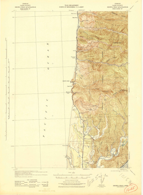 Heceta Head, Oregon 1942 (1942a) USGS Old Topo Map 15x15 OR Quad - OLD MAPS