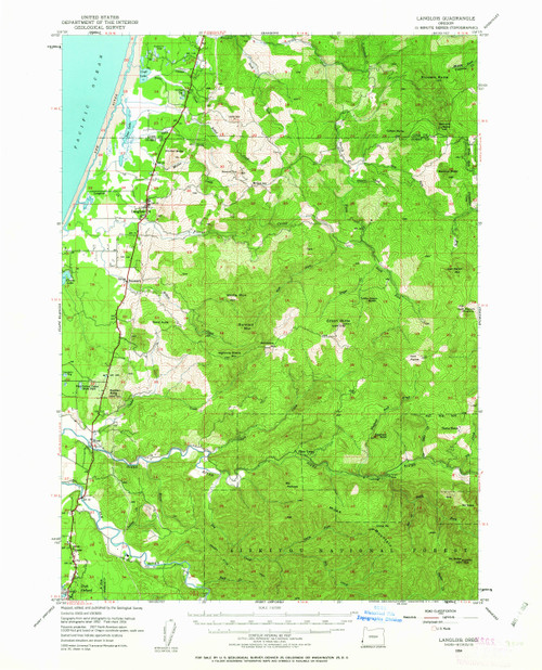 Langlois, Oregon 1954 (1963) USGS Old Topo Map 15x15 OR Quad - OLD MAPS