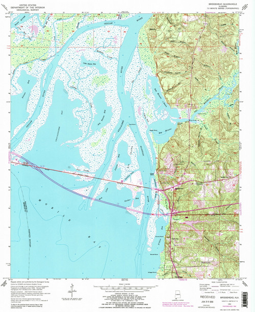 Bridgehead, Alabama 1953 (1983) USGS Old Topo Map Reprint 7x7 AL Quad ...