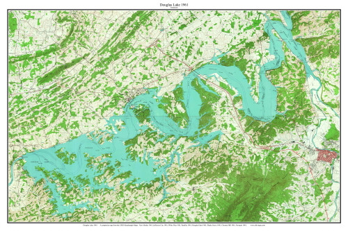 Douglas Lake 1961 - Custom USGS Old Topo Map - Tennessee - OLD MAPS