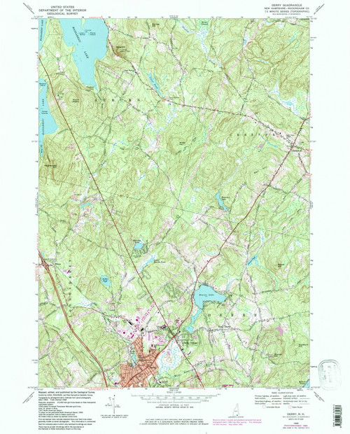 Derry, New Hampshire 1968 (1985) USGS Old Topo Map Reprint 7x7 NH Quad ...