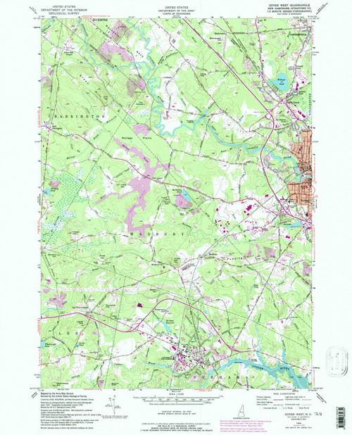 Dover West, New Hampshire 1956 (1994) USGS Old Topo Map Reprint 7x7 NH ...