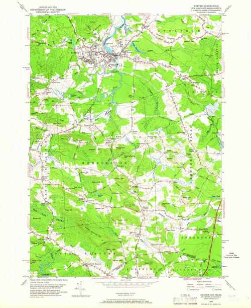 Exeter, New Hampshire 1950 (1966) USGS Old Topo Map Reprint 7x7 NH Quad ...