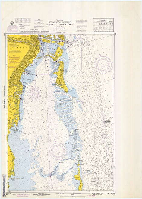 Miami to Elliott Key 1969 - Old Map Nautical Chart AC Harbors 848-11465 ...
