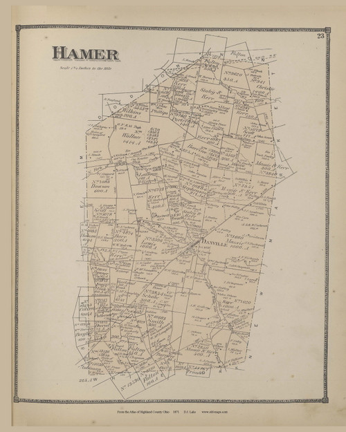 Hamer Ohio 1871 Old Town Map Custom Reprint - Highland Co. Atlas 13 ...