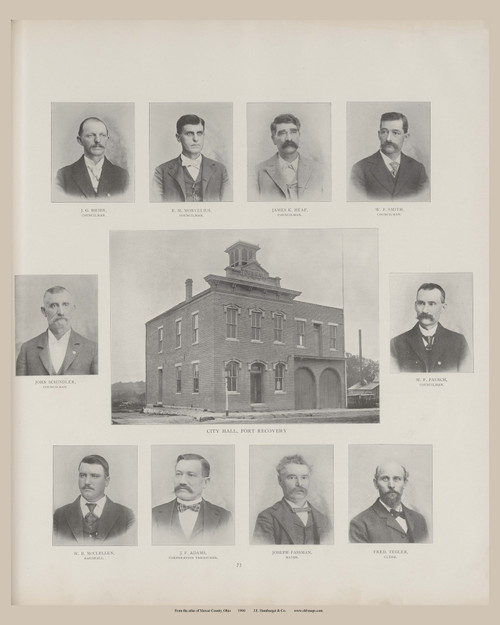 Picture City Hall - Ohio 1900 - Mercer Co. Atlas 52 - OLD MAPS