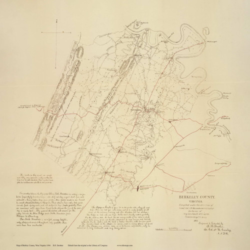 Berkeley County West Virginia 1861 - Old Wall Map Reprint - OLD MAPS