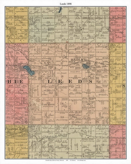 Leeds - Hadley, Murray Co. Minnesota 1898 Old Town Map Custom Print ...