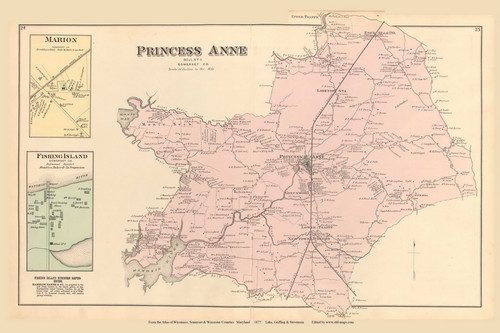 Princess Anne - District 1, Maryland 1877 Old Town Map Custom Print ...
