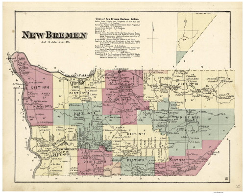 New Bremen, New York 1875 - Old Town Map Reprint - Lewis Co. - OLD MAPS