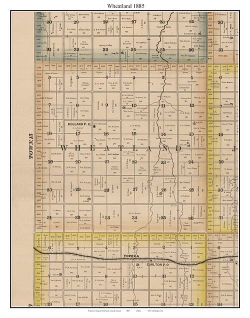Wheatland, Kansas 1885 Old Town Map Custom Print - Dickinson Co. - OLD MAPS