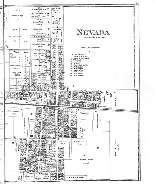 Nevada, Ohio 1879 - Old Town Map Reprint - Wyandot County Atlas 55 ...