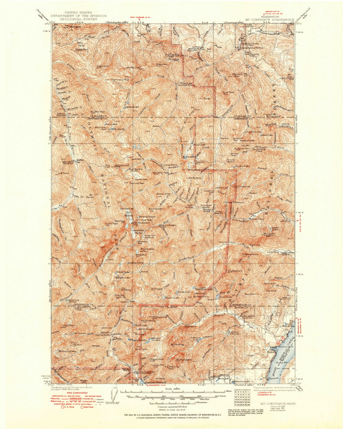Mount Constance MT, Washington 1938 (1951) USGS Old Topo Map Reprint ...