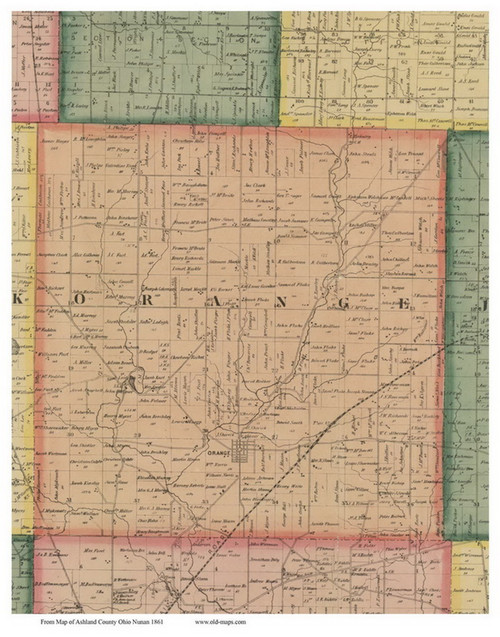Orange, Ohio 1861 Old Town Map Custom Print - Ashland Co. (Nunan) - OLD ...
