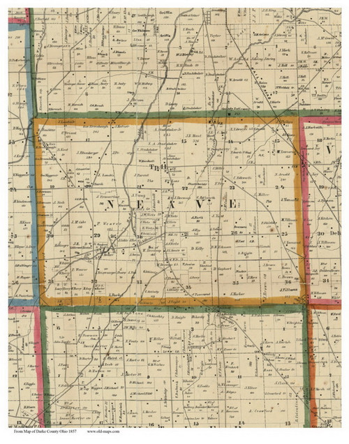 Neave, Ohio 1857 Old Town Map Custom Print - Darke Co. - OLD MAPS