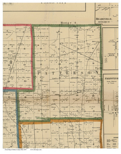 Patterson, Ohio 1857 Old Town Map Custom Print - Darke Co. - OLD MAPS