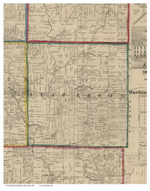 Jefferson, Ohio 1856 Old Town Map Custom Print - Franklin Co. - OLD MAPS