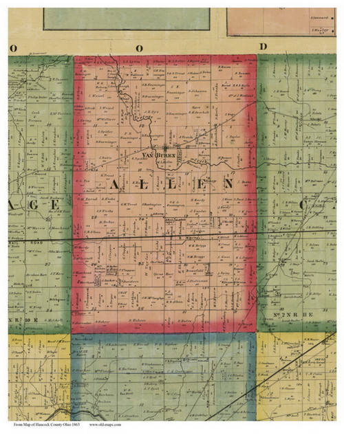 Allen, Ohio 1863 Old Town Map Custom Print - Hancock Co. - OLD MAPS