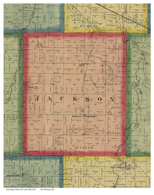 Jackson, Ohio 1863 Old Town Map Custom Print - Hancock Co. - OLD MAPS