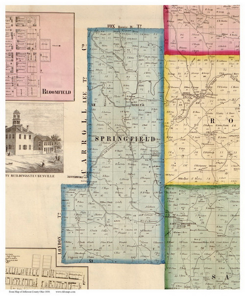 Springfield, Ohio 1856 Old Town Map Custom Print - Jefferson Co. - OLD MAPS