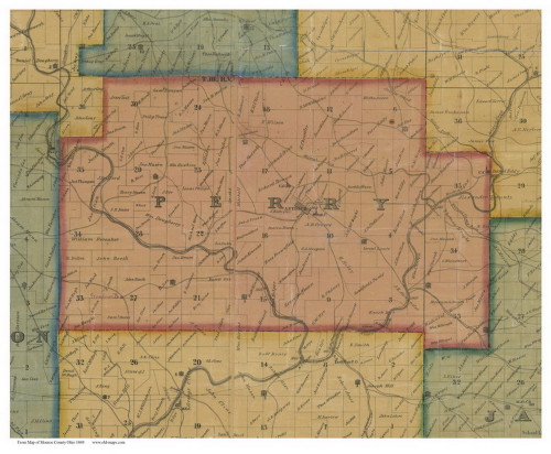Perry, Ohio 1869 Old Town Map Custom Print - Monroe Co. - OLD MAPS