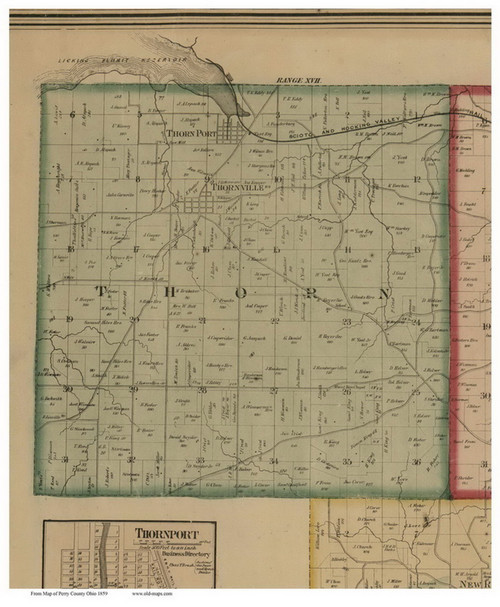 Thorn, Ohio 1859 Old Town Map Custom Print - Perry Co. - OLD MAPS
