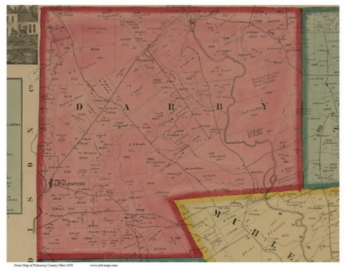 Darby, Ohio 1858 Old Town Map Custom Print - Pickaway Co. - OLD MAPS