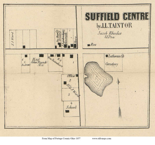 Suffield Centre - Suffield, Ohio 1857 Old Town Map Custom Print ...