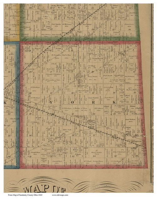York, Ohio 1860 Old Town Map Custom Print - Sandusky Co. - OLD MAPS