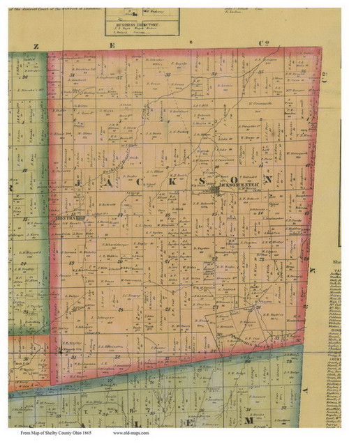 Jackson, Ohio 1865 Old Town Map Custom Print - Shelby Co. - OLD MAPS
