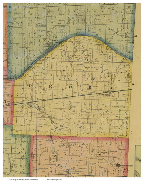 Perry, Ohio 1865 Old Town Map Custom Print - Shelby Co. - OLD MAPS