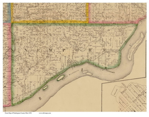 Newport, Ohio 1858 Old Town Map Custom Print - Washington Co. - OLD MAPS