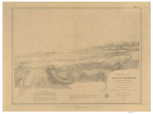 Agate Harbor 1858 Lake Superior Harbor Chart Reprint Great Lakes 9 ...