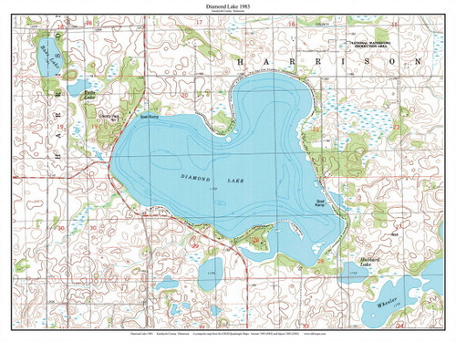 Diamond Lake 1983 - Custom USGS Old Topo Map - Minnesota - Willmar Area ...