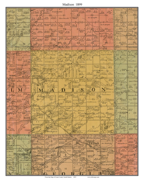 Madison, South Dakota 1899 Old Town Map Custom Print - Grant Co. - OLD MAPS