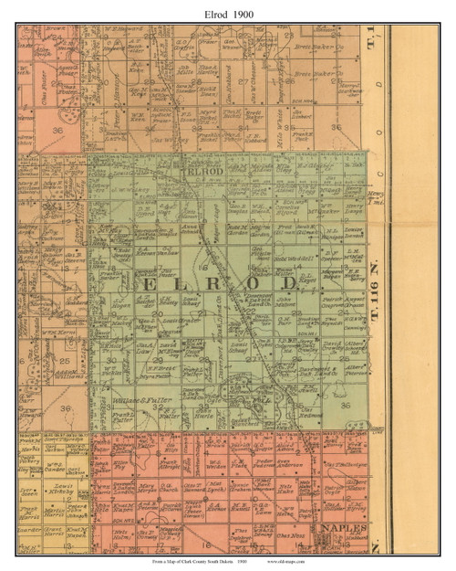 Elrod, South Dakota 1900 Old Town Map Custom Print - Clark Co. - OLD MAPS